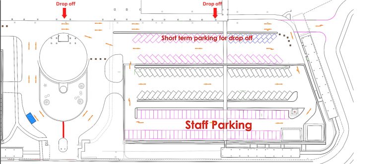 New Traffic flow and Parking lot adjustment